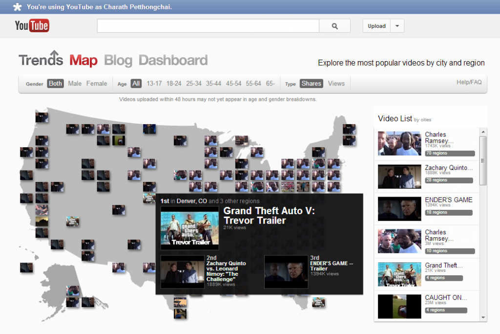 YouTube Trends Map แผนที่บอกความนิยมการชมวิดิโอในแต่ละพื้นที่ • Thumbsup