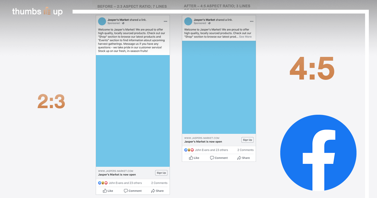 Facebook ปรับขนาดโฆษณา News Feed บน Mobile จาก 2:3 เป็น 4:5 • Thumbsup